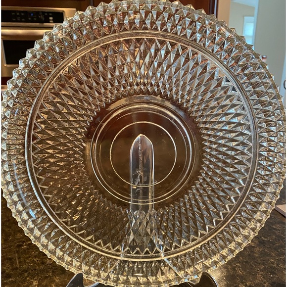 Dining | Vintage 12 Crystal Glass Serving Platter With Diamond Cut ...